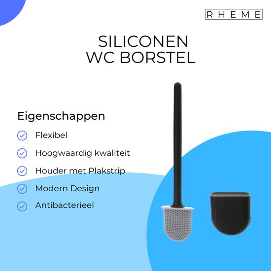 WC Borstel - Siliconen Borstel met Houder - Hangend met Plakstrip ...