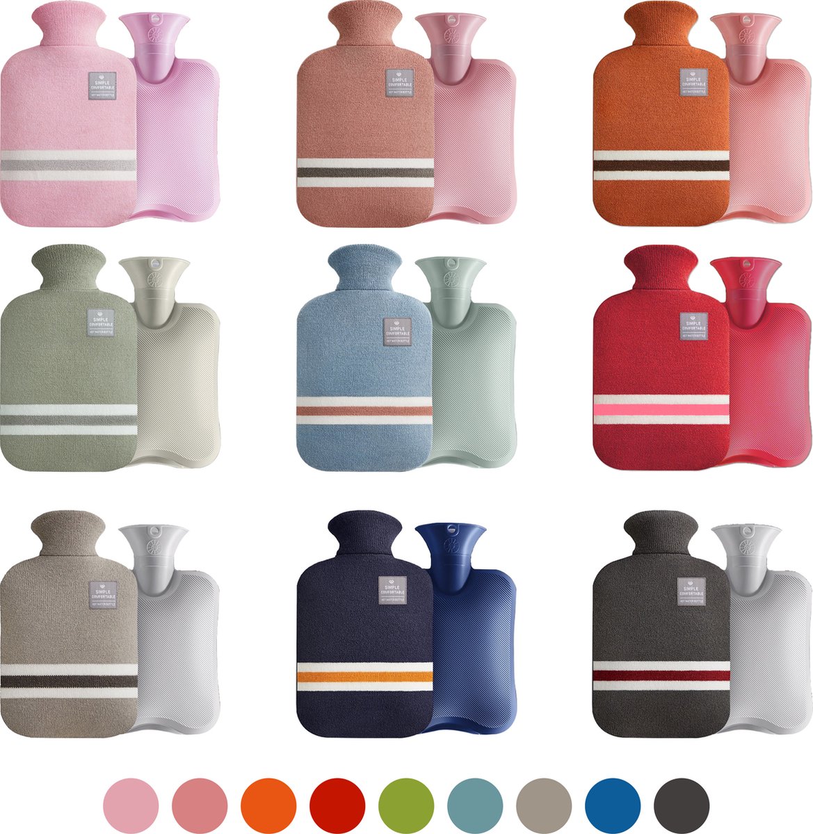 Colorful Sun® Warm water kruik - 2 liter - Warmwaterkruik met hoes ...