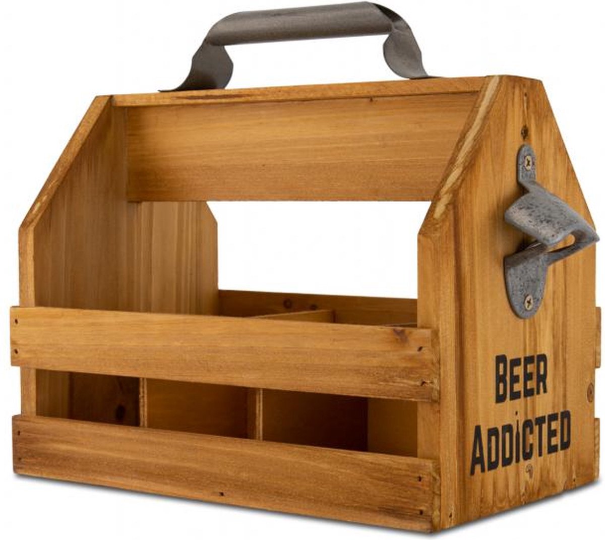 BeerAddicted - Draagtray Hout - Voor 6 Bierflessen - Bierdrager ...