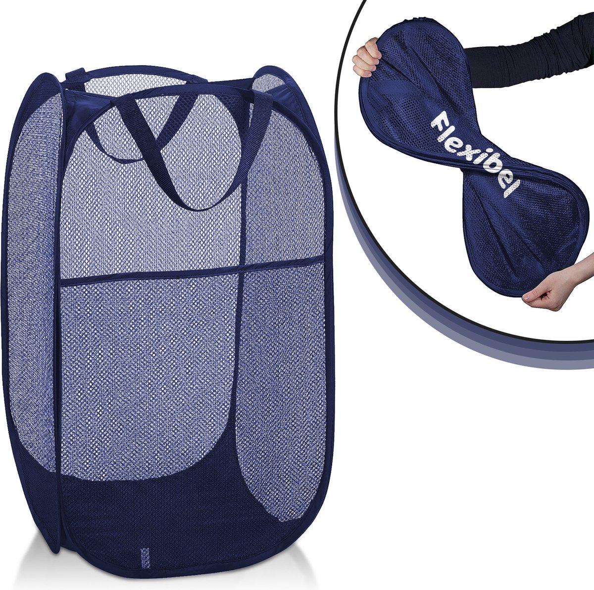 Allsa Wasmand - Opvouwbare Wasmand - 70 L - Extra Opbergvak - Stevig ...