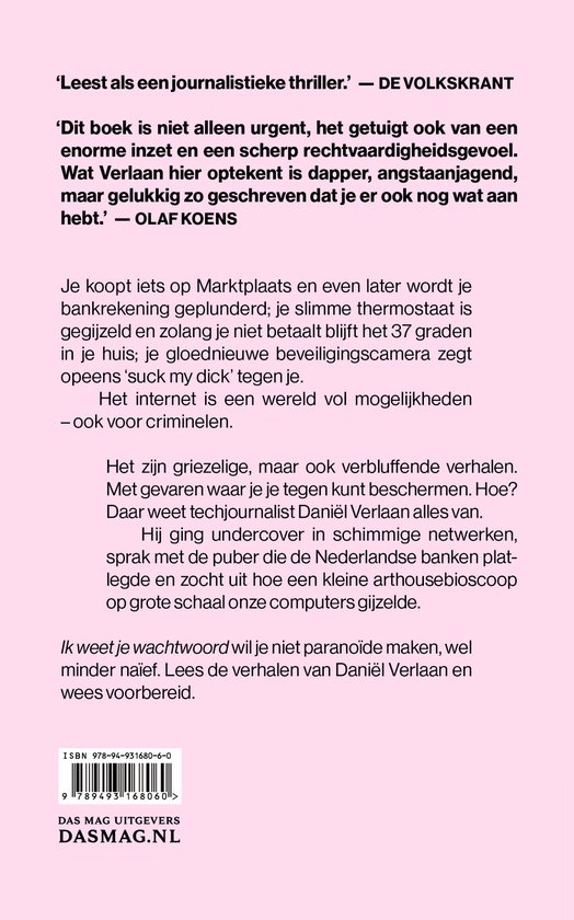 Ik weet je wachtwoord, Daniël Verlaan | 9789493320130 | Boeken | bol