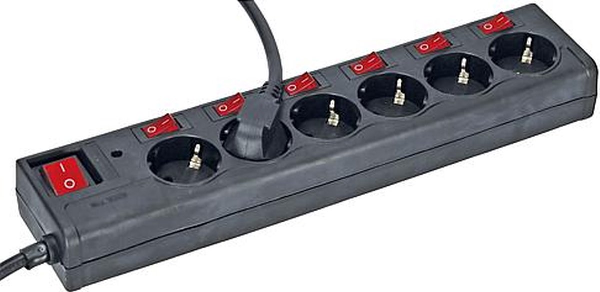 Stekkerdoos - 6-voudig - individueel schakelbaar - 1,5 meter snoer ...
