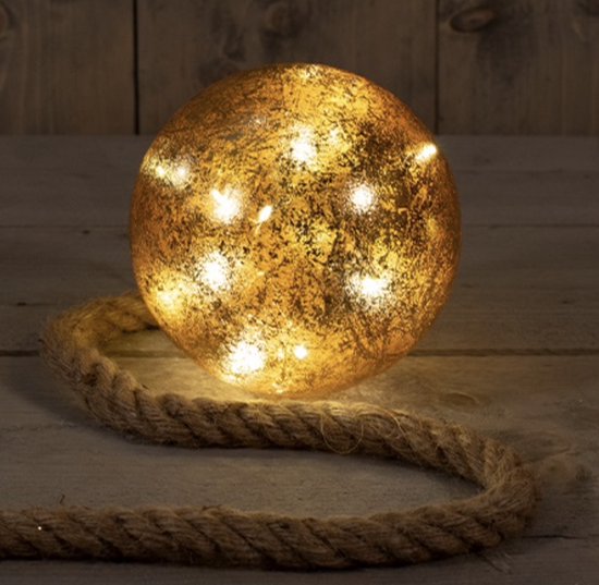 Anna's Collection BAL GLAS MET GOUD FOLIE 15CM AAN TOUW / 10LED WARM ...