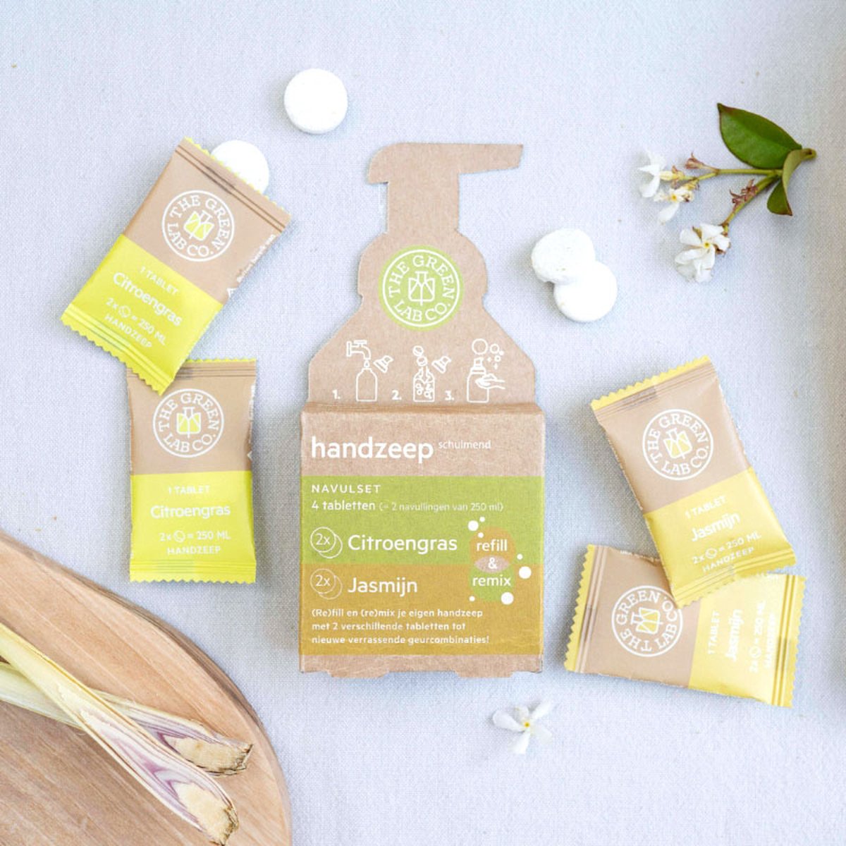 4 Handzeep Tabletten (navulset) – Citroengras & Jasmijn - Duurzaam ...