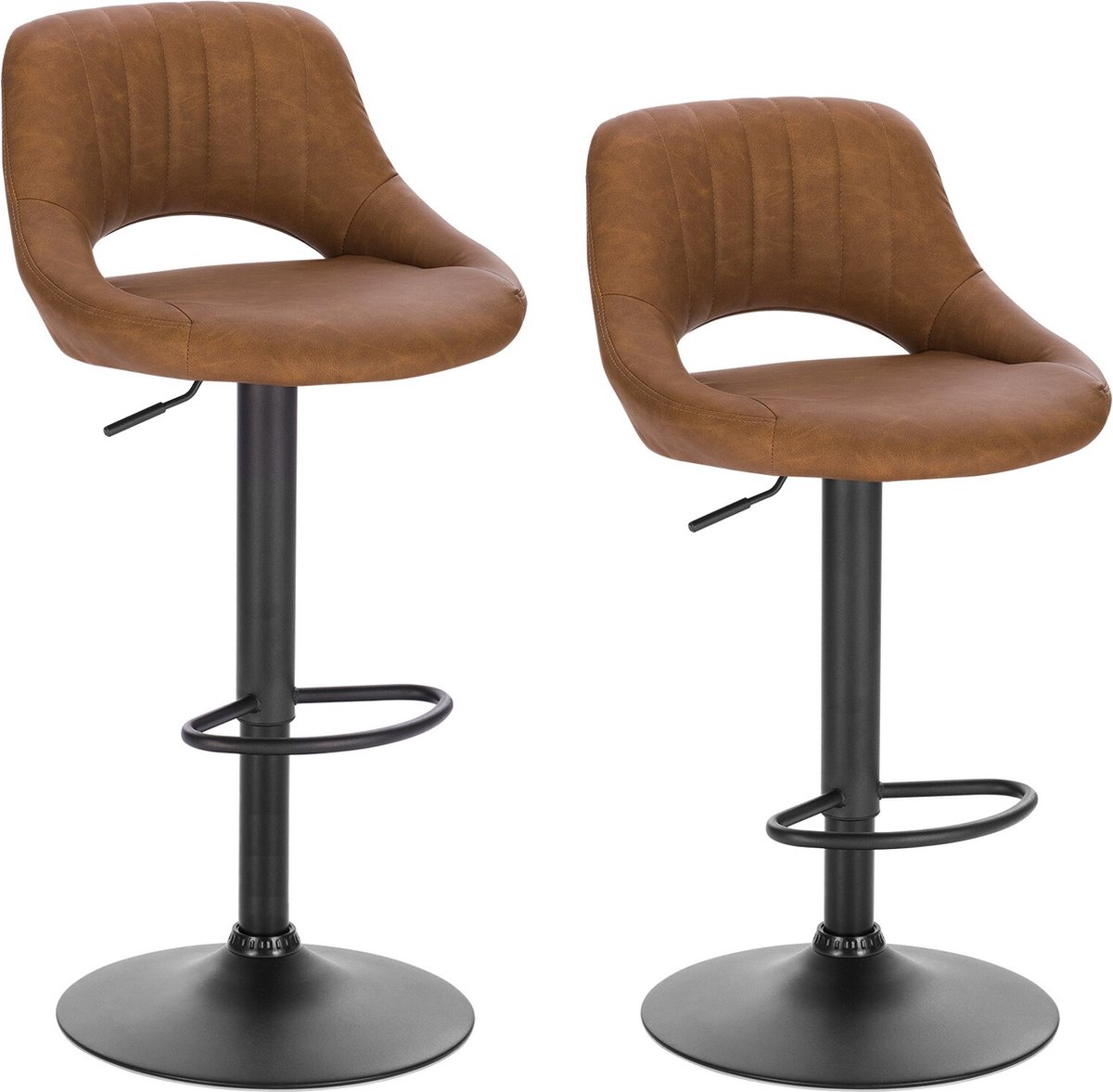 Kamyra® Lederen Barkrukken Set van 2 - met Rugleuning & Ergonomisch ...