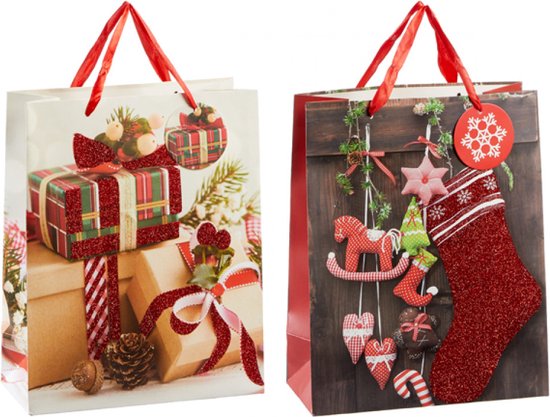 Geschenkzakjes kerst - Cadeauverpakking - ongeveer 32 cm hoogte - 6 ...