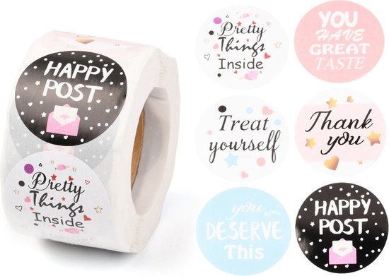 Sluitstickers - Sluitzegels - Verschillende Thank You Stickers - 38 mm - 500 stuks -... | bol.com