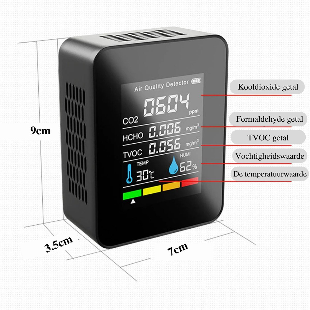Thuys Professionele CO2 meter - Luchtkwaliteitsmeter - CO2 melder - 100% Garantie - Zwart | bol.com