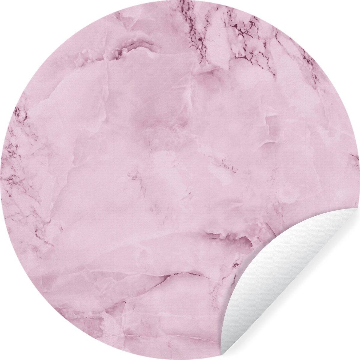 Behangcirkel - Marmer - Roze - Luxe - 100x100 cm - Muurcirkel - Zelfklevend - Ronde... | bol.com