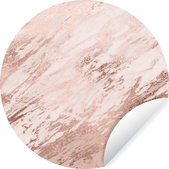 WallCircle - Muurstickers - Behangcirkel - Marmer - Roze - Rosé Goud - 100x100 cm -... | bol