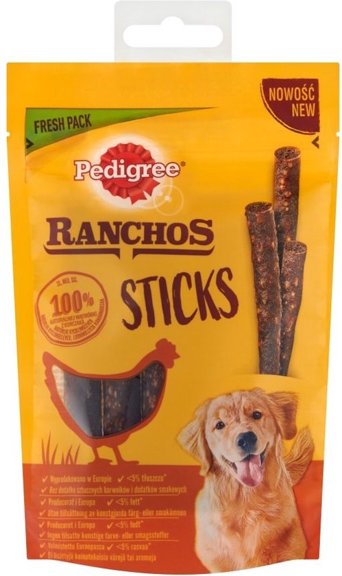 Pedigree Ranchos Sticks met kip hondensnack - 60g | bol.com