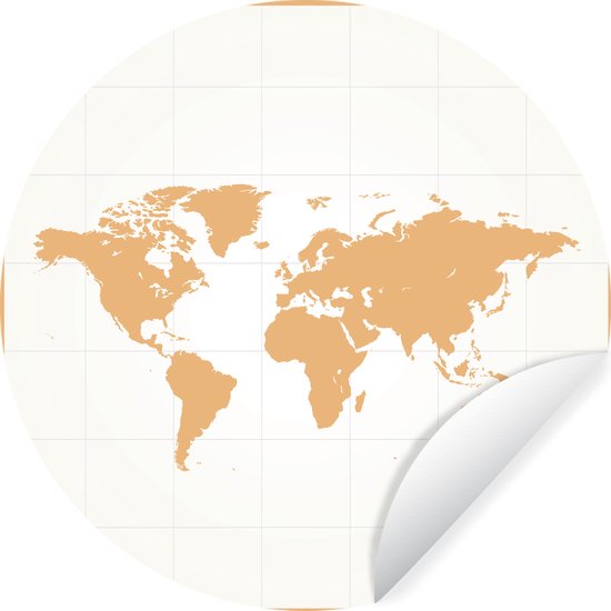 WallCircle - Muurstickers - Behangcirkel - Wereldkaart - Simpel - Oranje - ⌀ 30 cm -... | bol