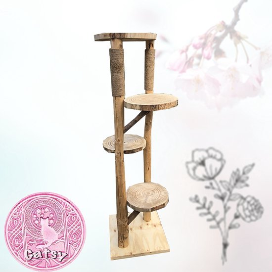 Catsy - Family - Houten Krabpaal Katten Natural Boomstam Klimboom Hout ...