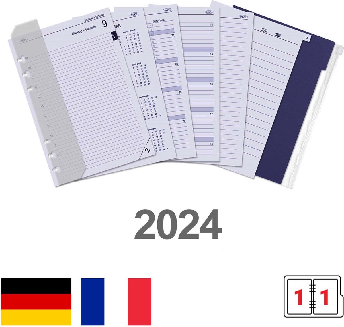 Kalpa 6305-24 A5 6 Ring Diary Vulling Wekelijks Jaardoos DE FR 2024 | bol.com