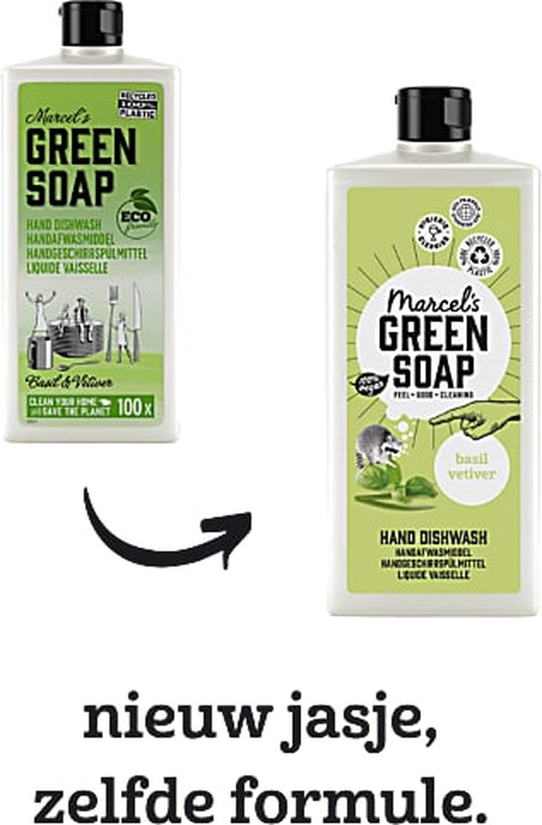 Marcel Green Soap afwasmiddel Basilicum & Vetiver Gras - 500 ml | bol.com