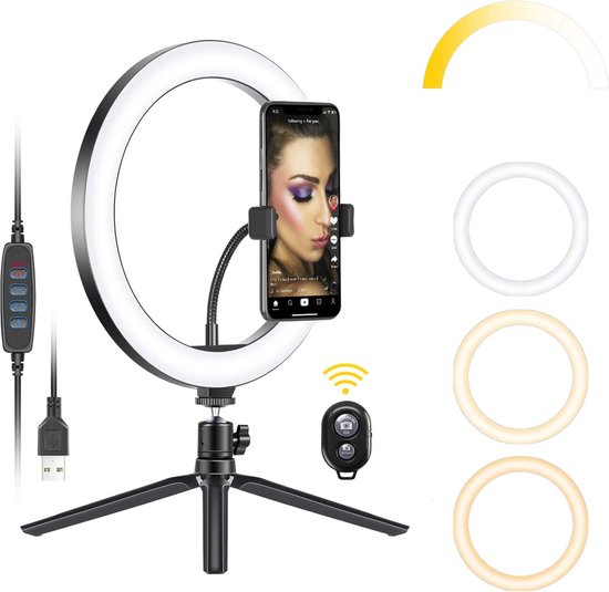 Neewer® - 10 inch USB LED-Ringlicht met Statief - 3 lichtmodi - 10 ...