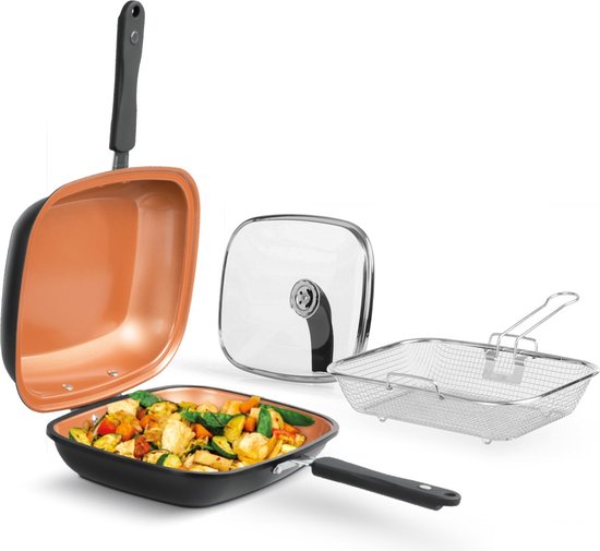 Livington Black Doubletta Deluxe - 2-in-1 draaibare pan - koken, braden ...