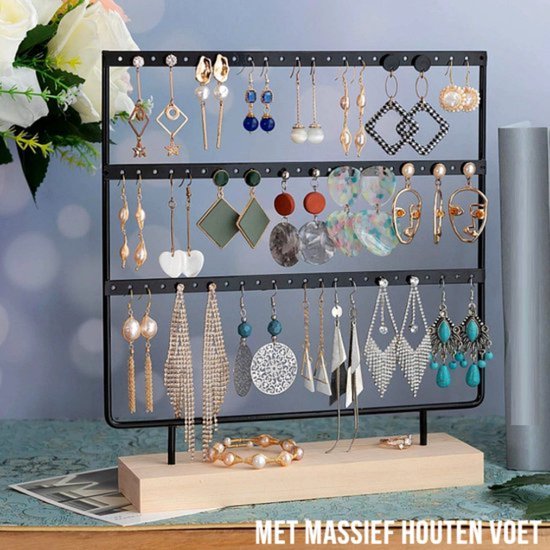 Oorbellenrekje Sieradenrekje Oorbellen Display Sieraden Organizer ZWART ...