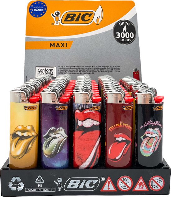 BIC MAXI aansteker J26 Display(50stuks) - Design "tongen" - Rolling Stones | bol.com