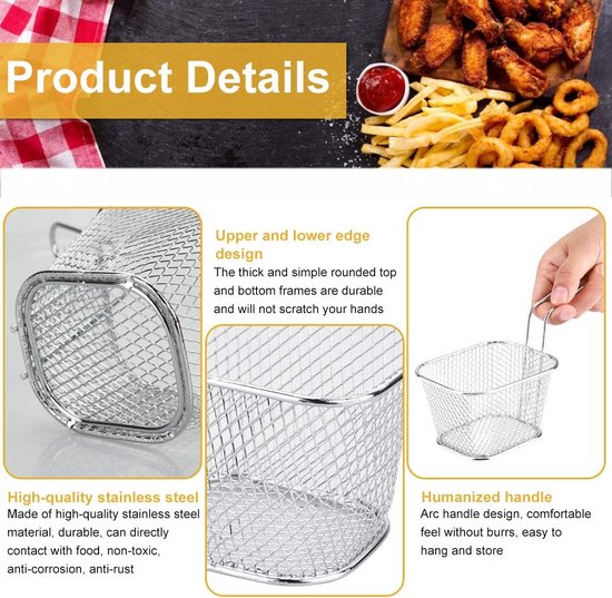 8 stuks frituurmand kleine serveermandjes voor friet, mini friet ...