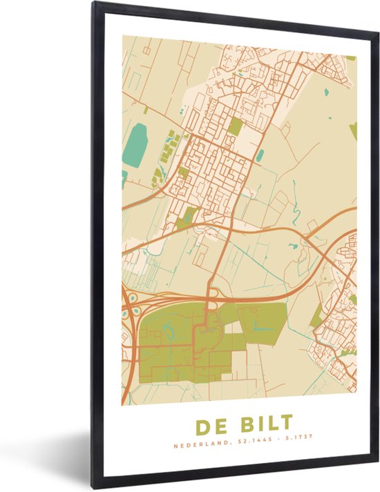 Fotolijst incl. Poster - De Bilt - Kaart - Stadskaart - Plattegrond ...