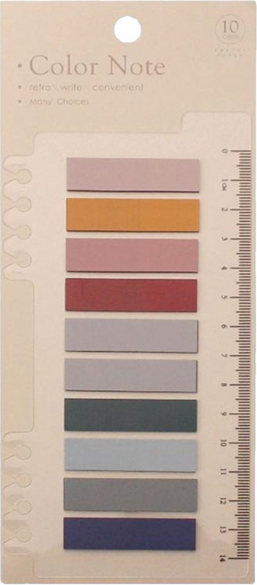 Index tabs - 200 stuks - inclusief liniaal - 10 kleuren - sticky notes ...