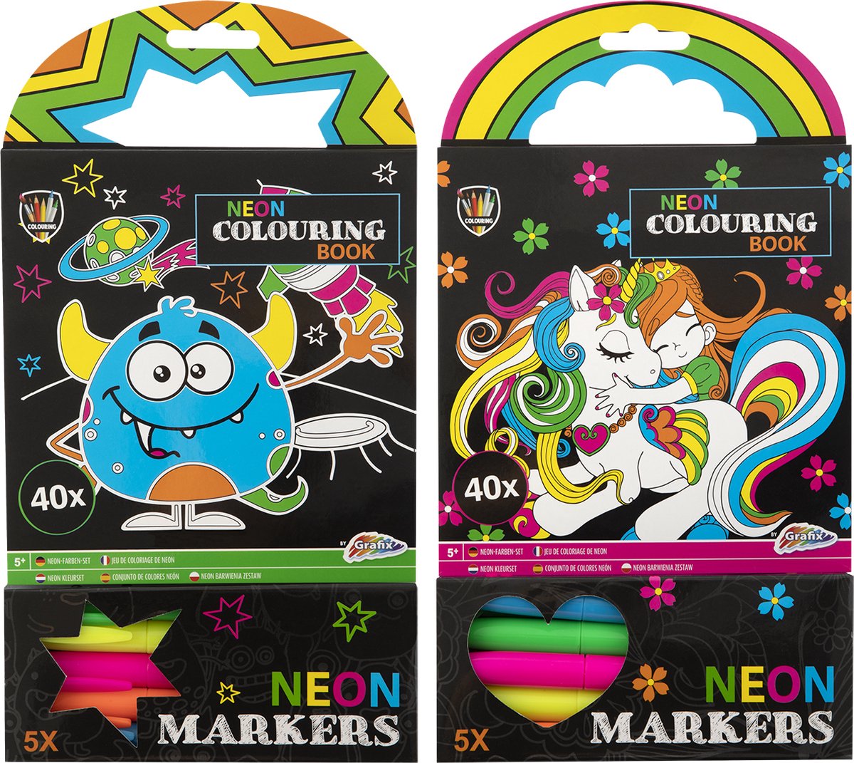 Grafix Uitdeelcadeautjes set | 12x Kleurboeken inclusief neon markers ...
