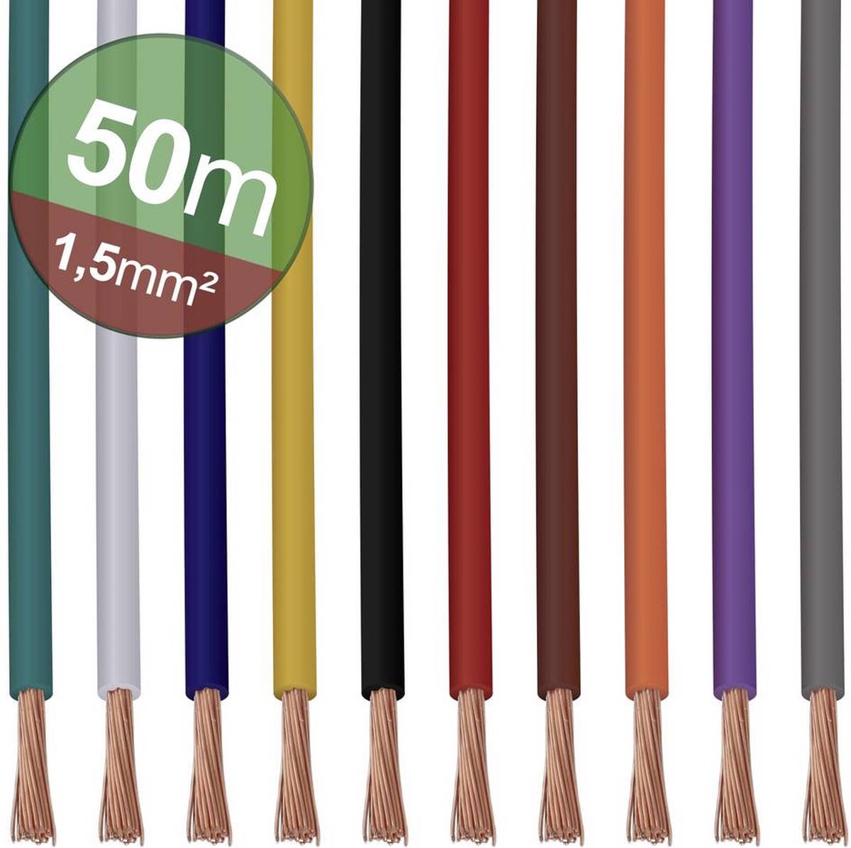 Quadrios 22CW007 Draad 1 x 1.5 mm² Wit, Blauw, Bruin, Oranje, Groen ...