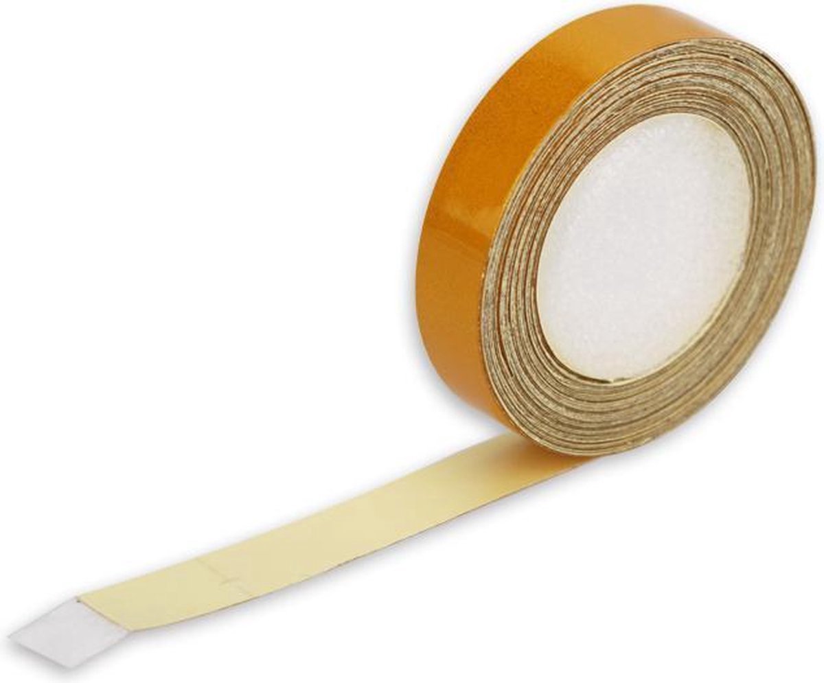 Smalle reflectie tape geel - Rol reflecterende gele tape 5 meter x 1 cm ...