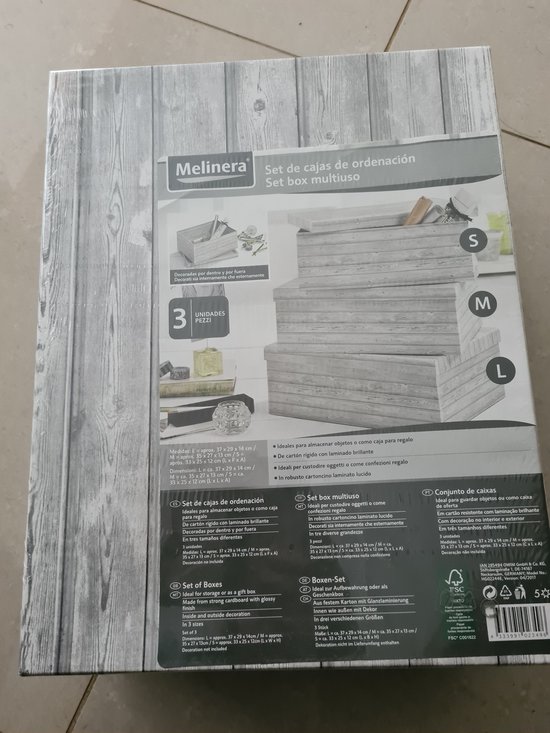 Melinera 3 Opbergboxen Grijs houtlook | bol