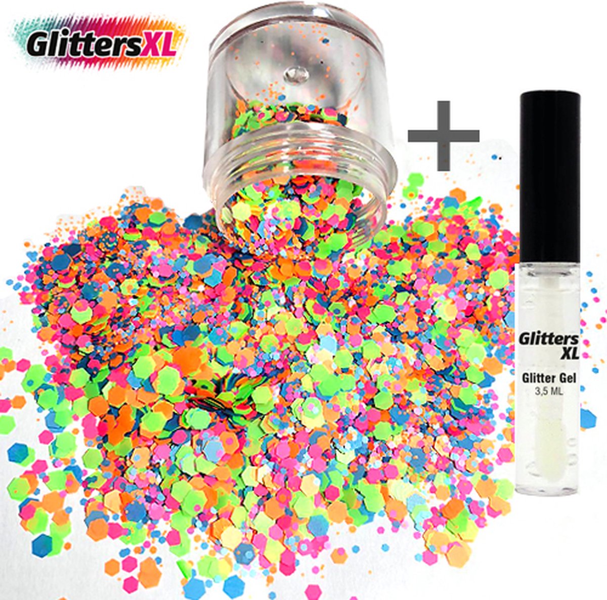 GlittersXL - Chunky Glitters Regenboog Rainbow Hexagon + Glitter Huid ...