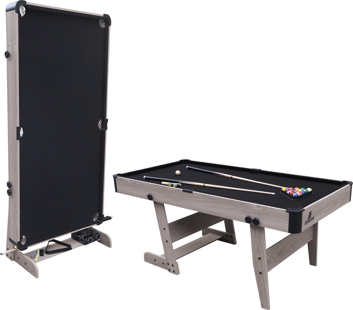 Table de billard pliante Cougar Hustle XL Chêne/ Zwart - 6 pieds Table ...