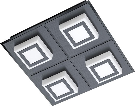 EGLO Masiano 1 Plafond- en Wandlamp - LED - 25 cm - Zwart | bol.com
