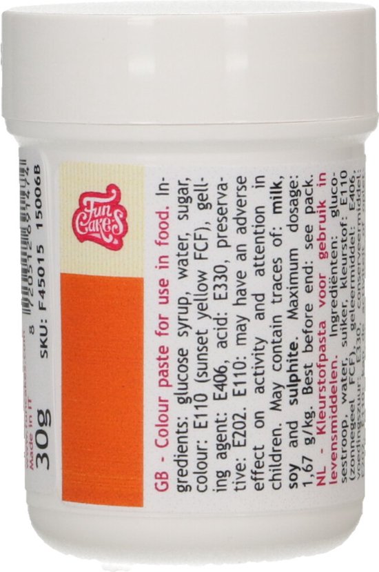 FunCakes Kleurstof Pasta voor Voeding - Eetbare Kleurstof - Oranje ...