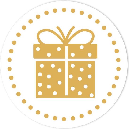 Gouden Cadeautje Stickers - 15 Cadeau Stickers - Cadeaustickers Gouden ...