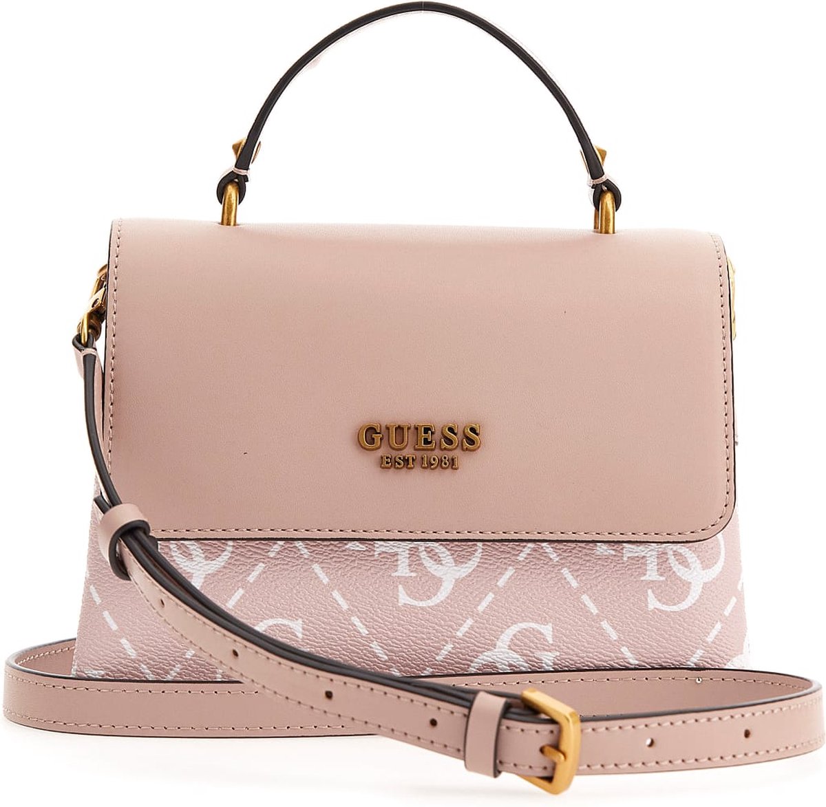 Guess Berta Mini Top Handle Flap Dames Handtas - Roze | bol.com