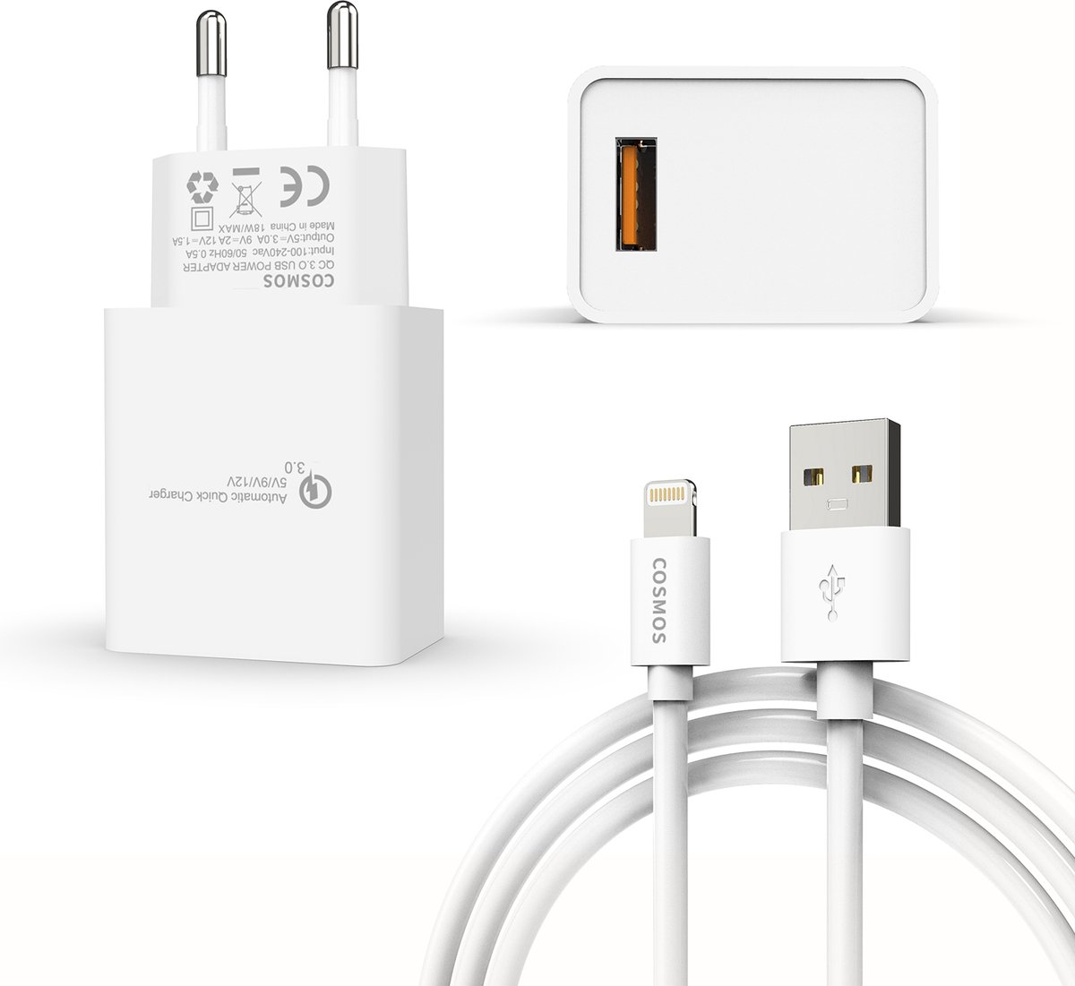 2m iPhone 18W USB Sneloplader + USB naar Lightning kabel - Geschikt ...