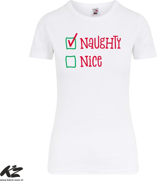 Klere-Zooi - Naughty / Nice - Wit Dames T-Shirt - 4XL | bol.com