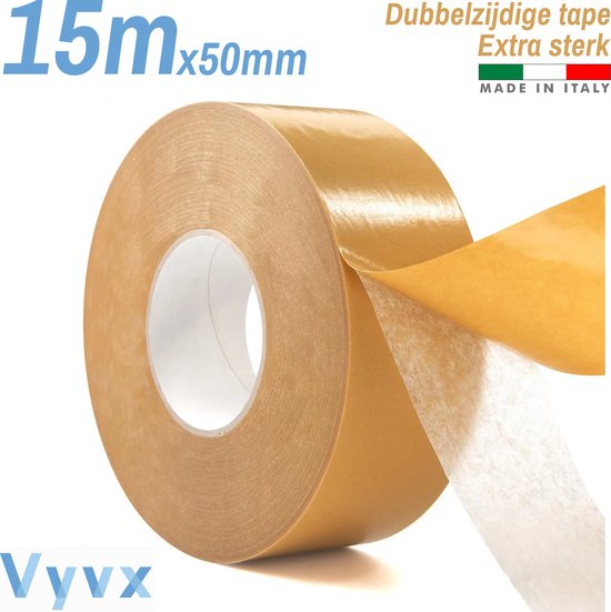 Vyvx® Dubbelzijdige Tape - Montagetape - Extra Dun + Super Sterk - 15m x 50mm | bol.com