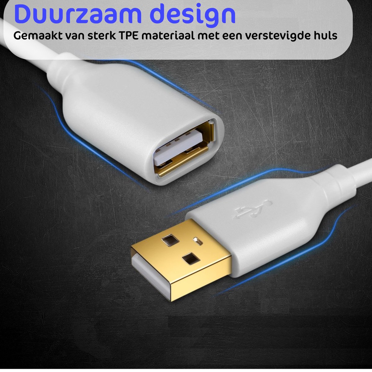 USB Verlengkabel - 2 Meter - USB naar USB - USB A (Mannelijk) naar USB ...