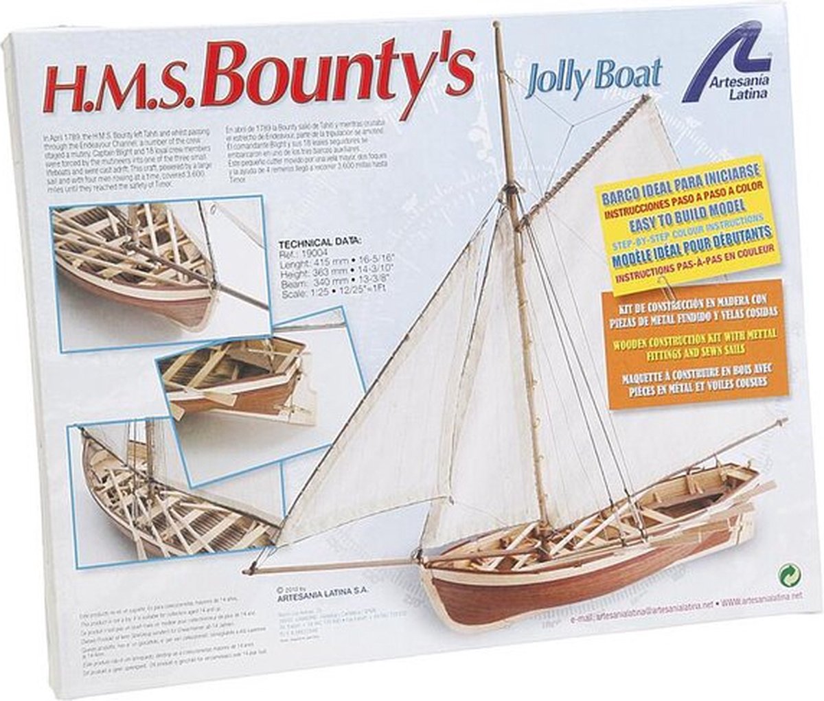 Artesania Latina - Jolly Boat HMS Bounty - Houten Modelbouw - Schaal 1/ ...