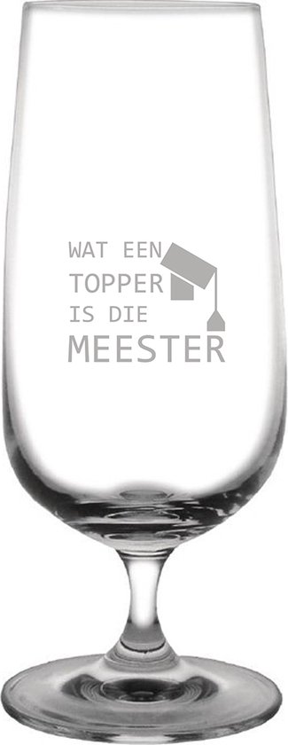 Gegraveerde bierglas op voet 41cl Wat een topper is die meester | bol