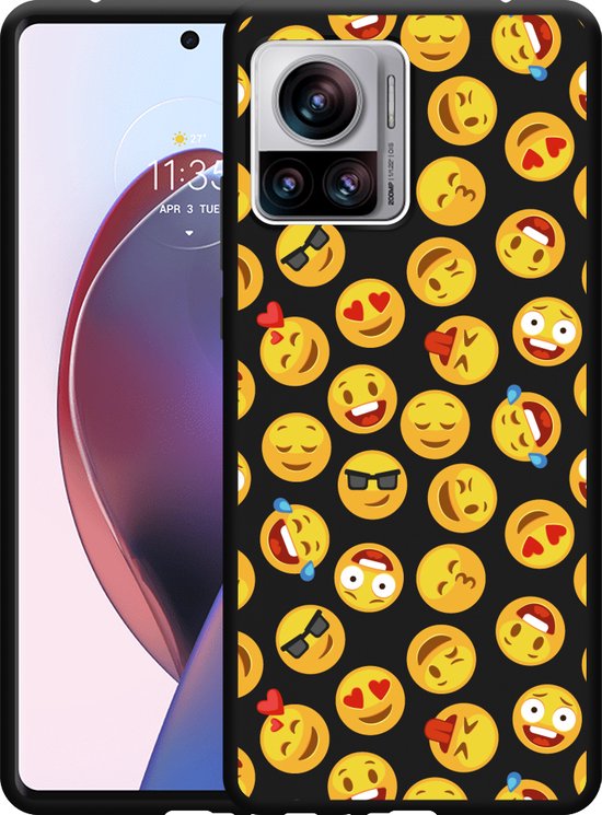Cazy Hoesje Zwart geschikt voor Motorola Edge 30 Ultra - Emoji | bol