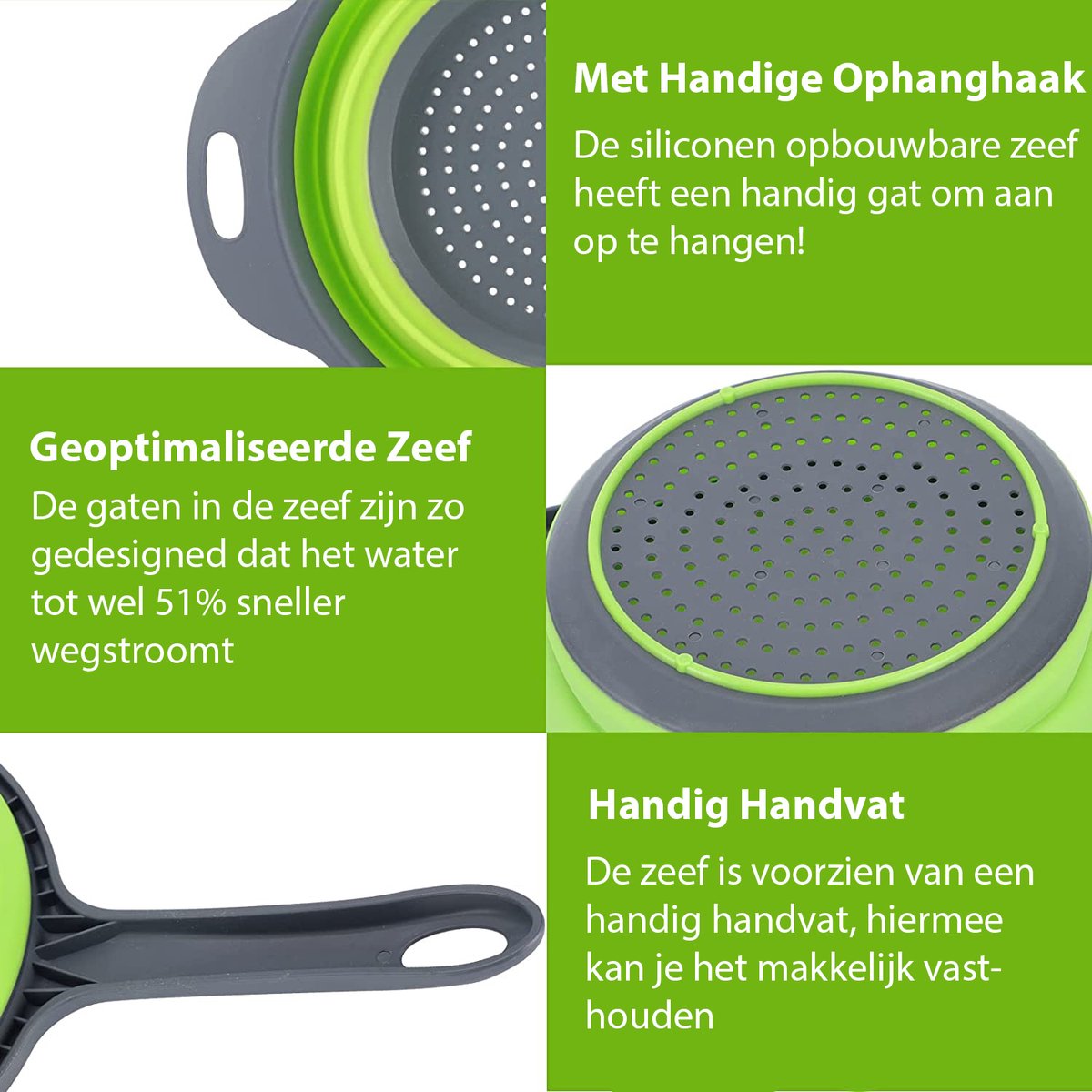 Consumerce® Premium Silconen Indrukbare Vergiet/Zeef met Handvat Rood ...