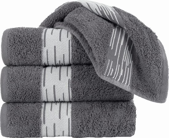 Handdoeken - set van 4 stuksEssentials 50x100cm antraciet | bol.com