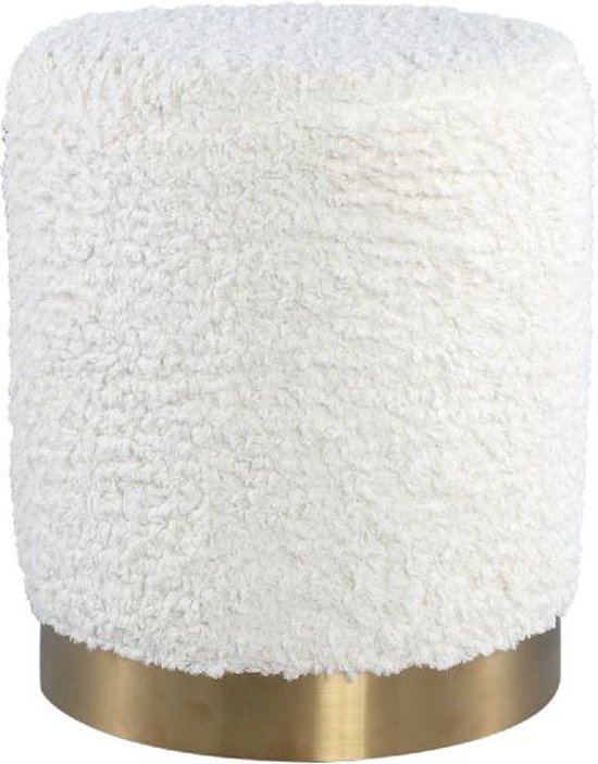 PTMD Poef Bob Teddy Wit/Goud Rond | bol.com