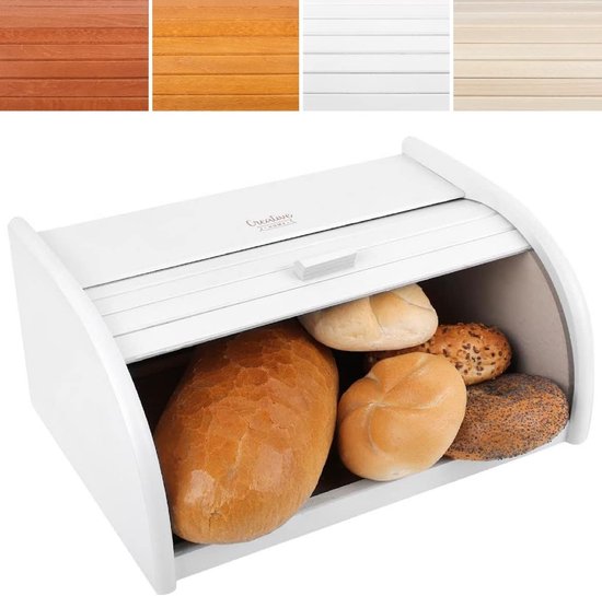 Creative Home Houten Broodtrommel Wit | 40 x 27,5 x 18,5 cm ...