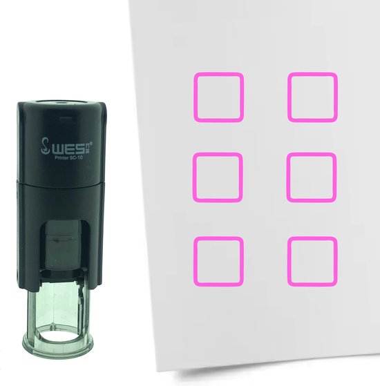 CombiCraft Stempel Lege checkbox of Vierkant 10mm rond - roze inkt ...