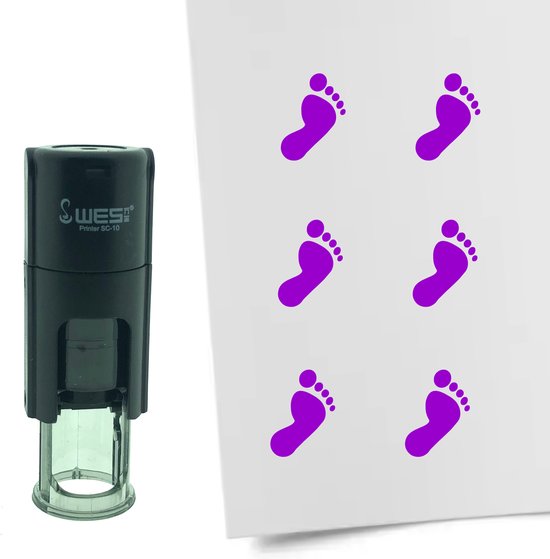 CombiCraft Stempel Voet of Voetafdruk 10mm rond - paarse inkt | bol