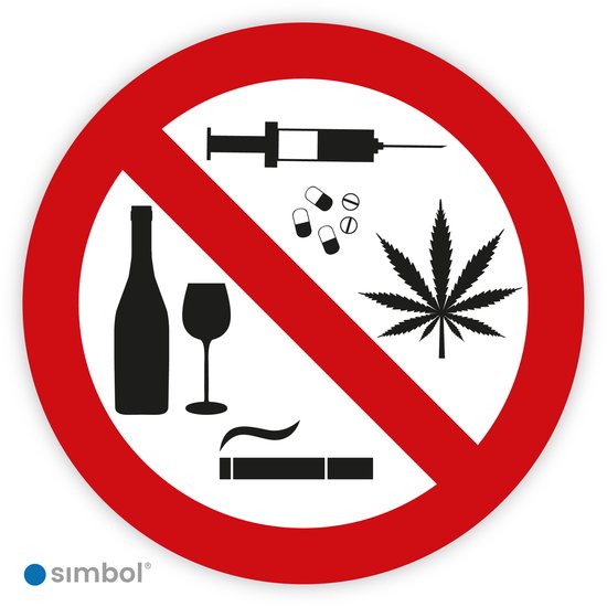 Simbol® - Stickers Verboden voor drugs, alcohol en roken - Formaat 25 x ...
